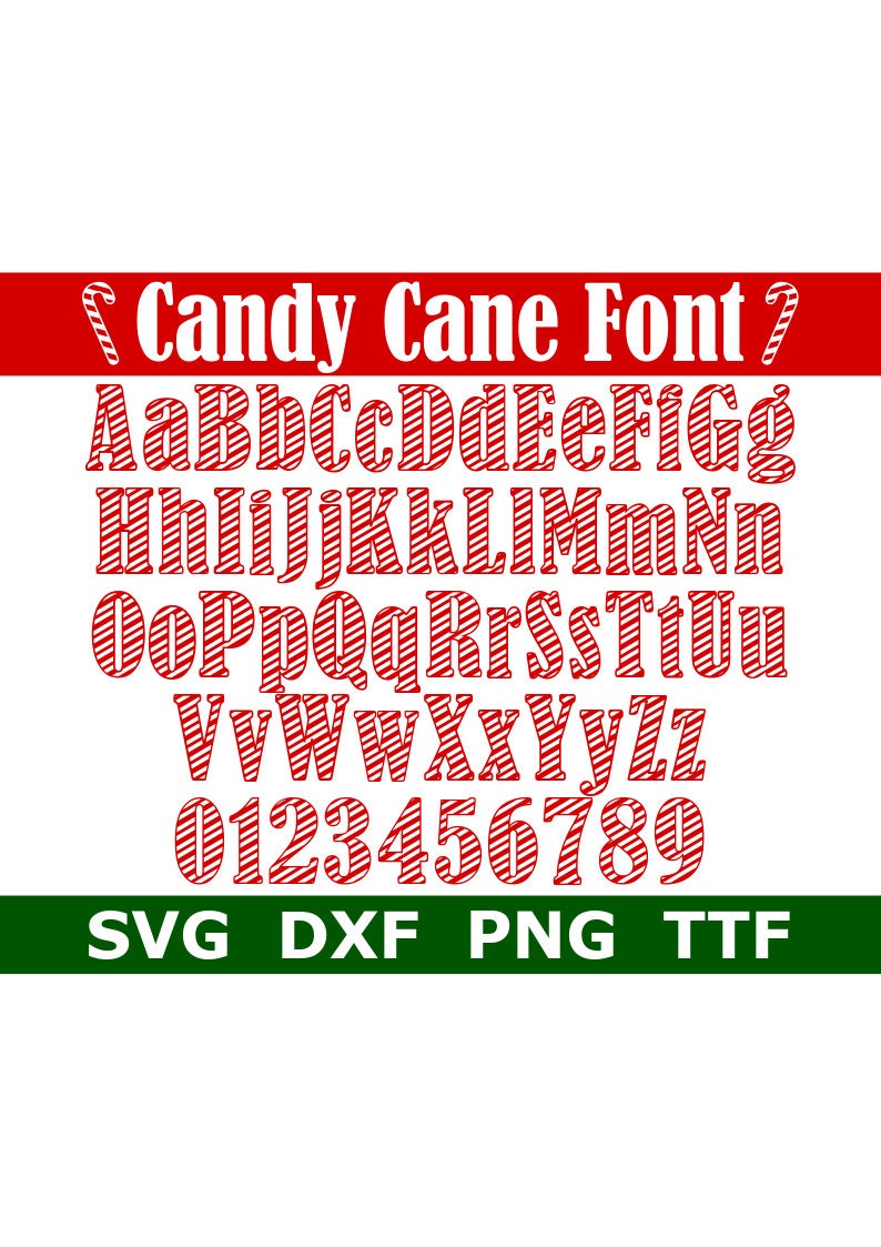 Candy Cane Font SVG TTF Candy Cane Alphabet Christmas - Etsy