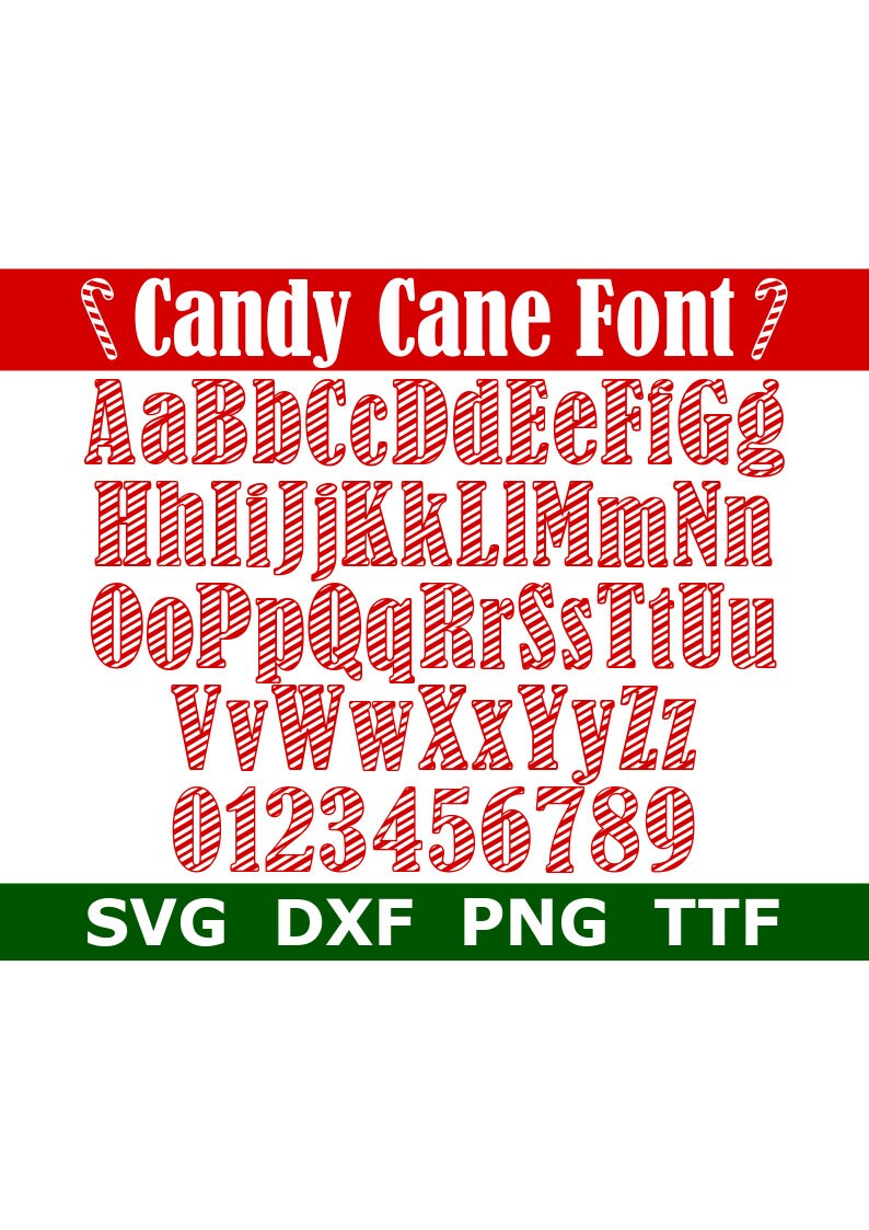 Candy Cane Font SVG TTF Candy Cane Alphabet Christmas - Etsy UK