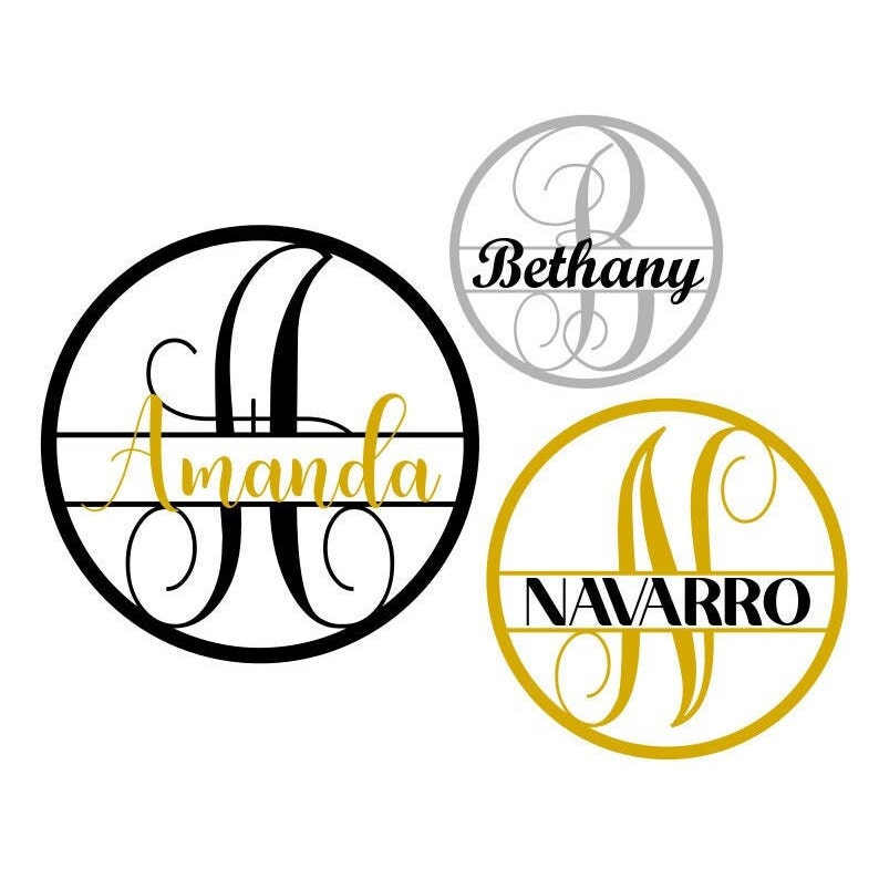 Split Monogram SVG/DXF/PNG Keychain Script Circle Alphabet | Etsy