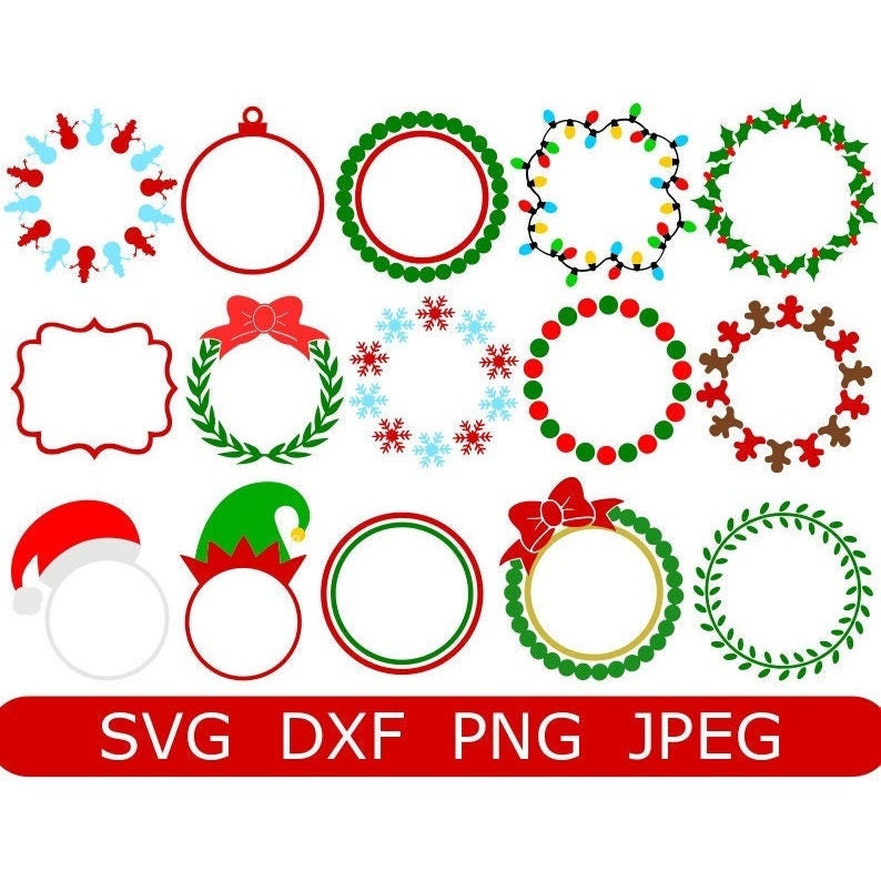 Christmas Monogram Frames SVG Bundle Christmas SVG Digital - Etsy