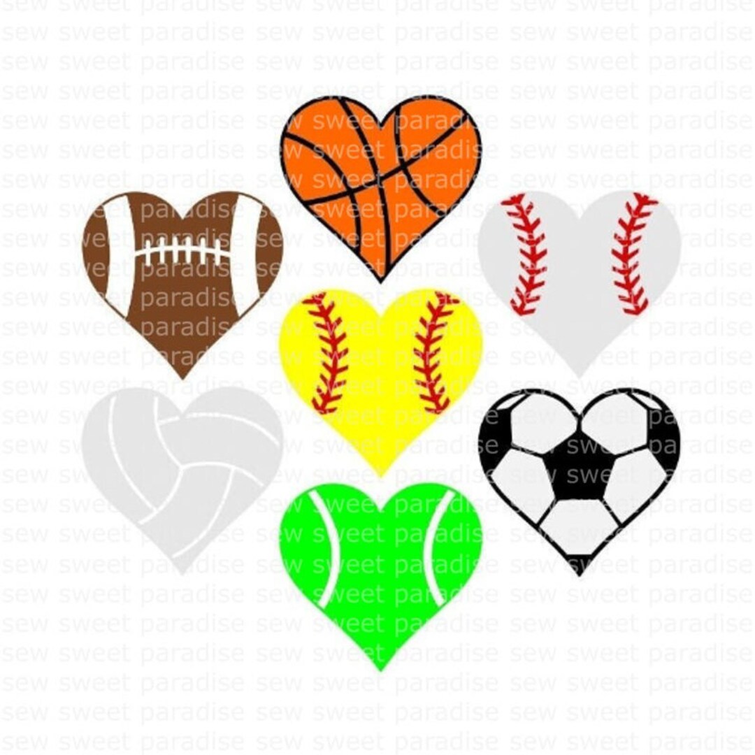Sports SVG/PNG Bundle, Sports Ball Hearts SVG, Sports, Instant Download ...