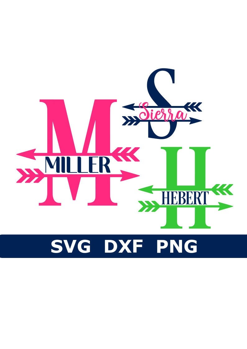 Split Monogram SVG/DXF/PNG Split Arrows Frame Alphabet - Etsy
