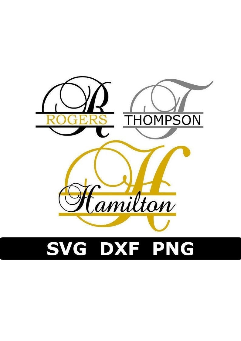 Split Monogram SVG/DXF/PNG Fancy Script Frames Alphabet | Etsy