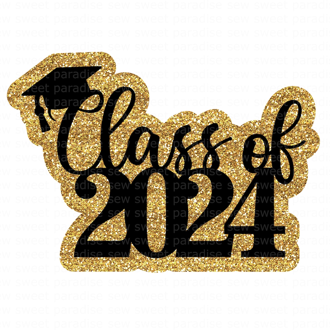 Class of 2024 PNG Design, Grad Cap 2024 Cake Topper PNG Design, Gold ...