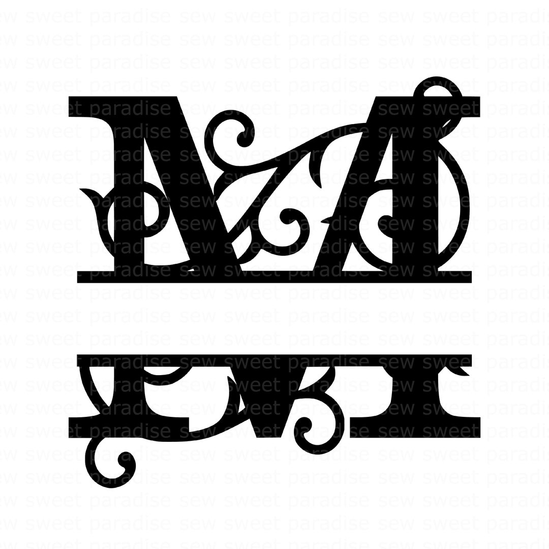 Letter M Split Monogram SVG/DXF/PNG, Initial M, Split Letter M, Split ...