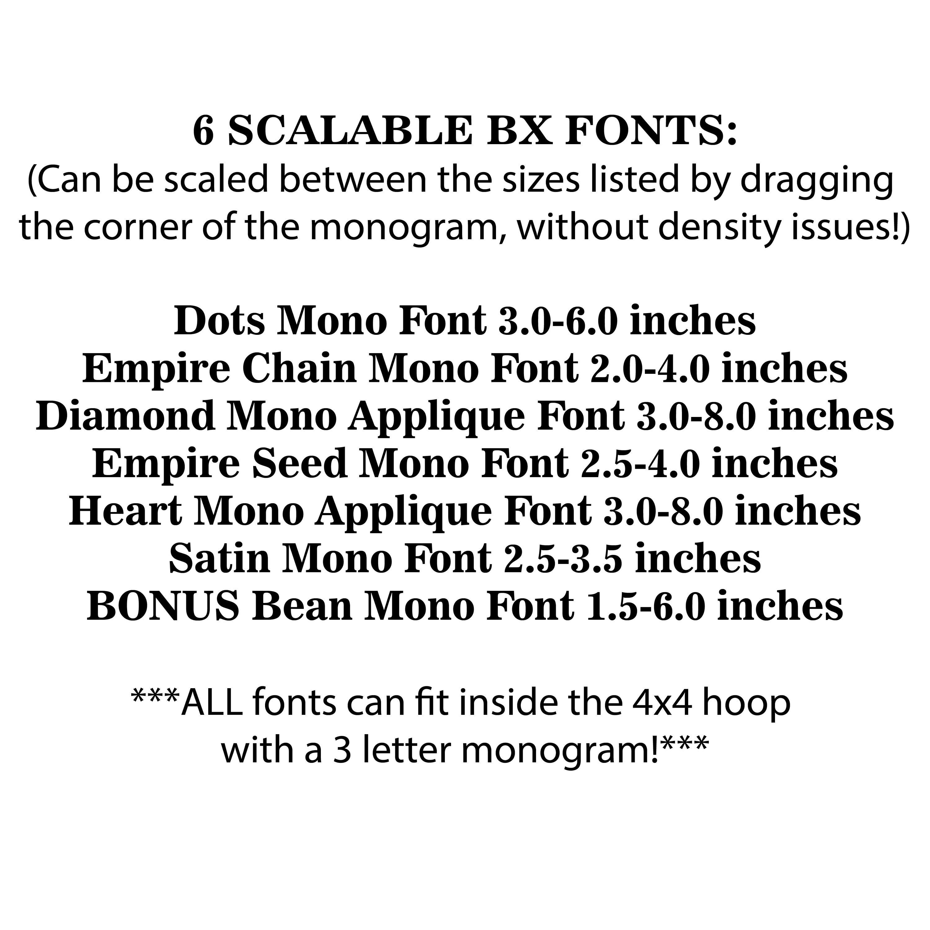 6 BX Embroidery Monogram Fonts Bundle: Pearls Monogram, Chain Monogram ...