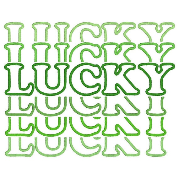 Lucky Embroidery Design Lucky Stacked MACHINE EMBROIDERY St | Etsy