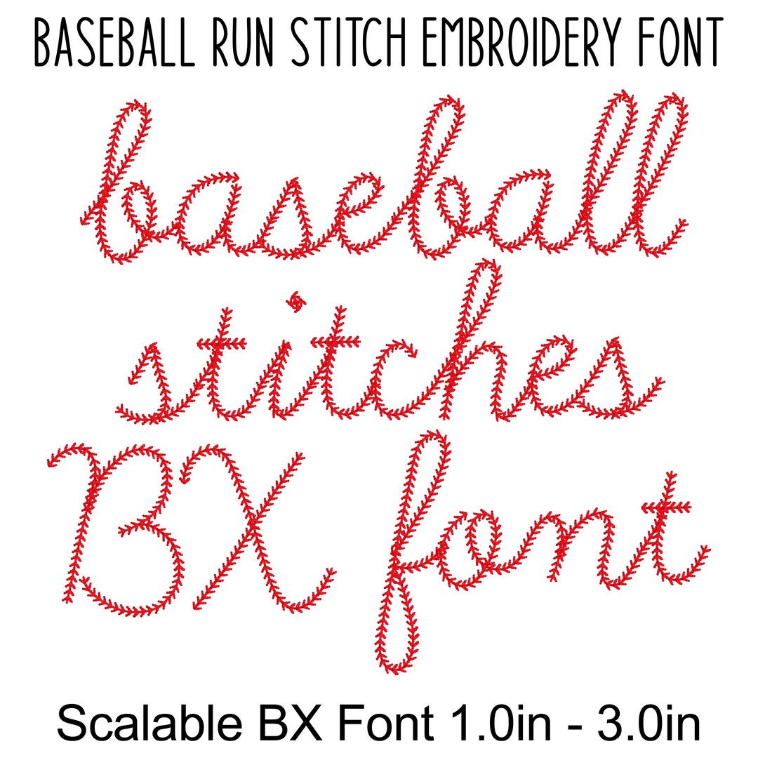 Baseball Stitches BX Embroidery Font: Run Stitch Scalable BX Font 1.0-3 ...
