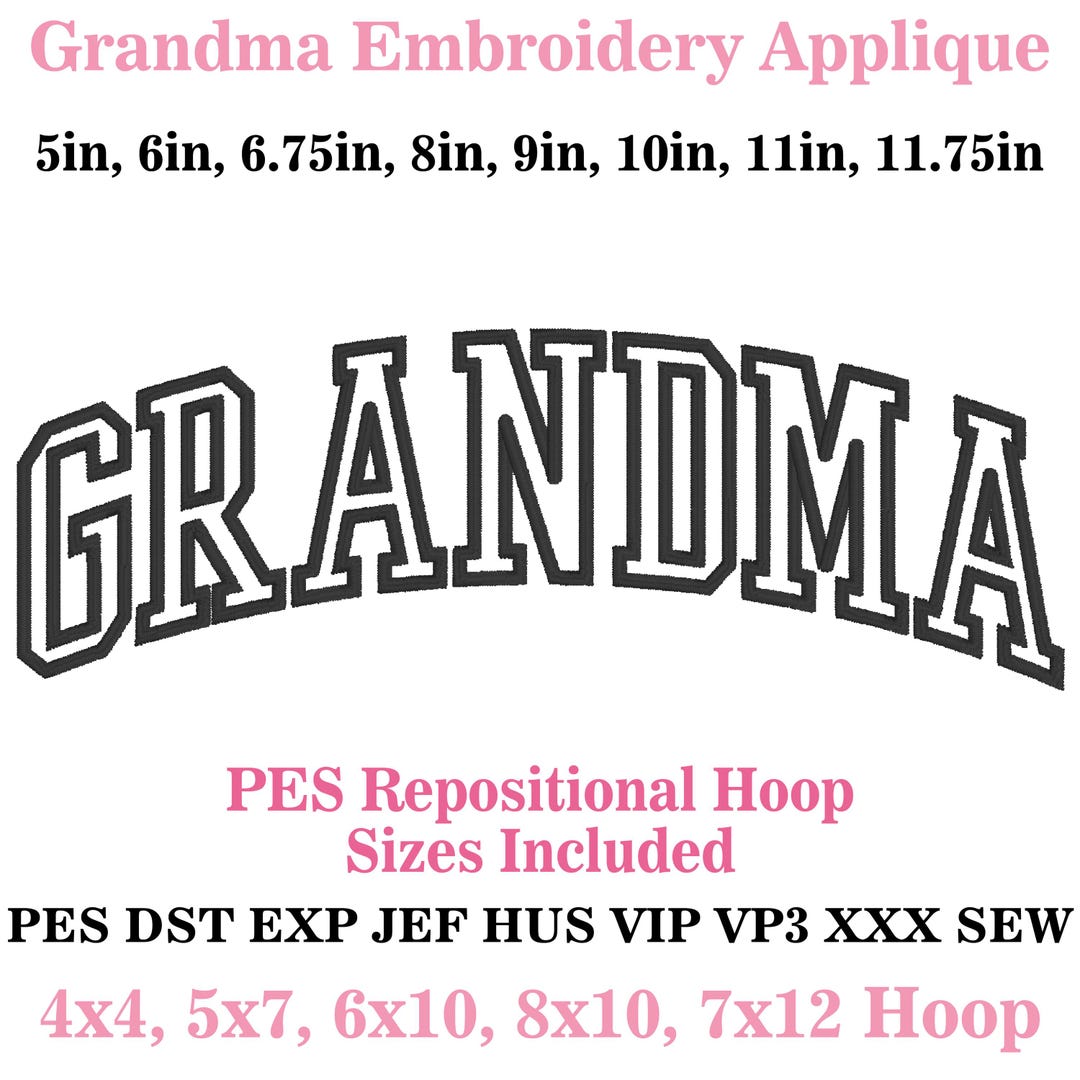 Grandma Applique Embroidery Design, MACHINE EMBROIDERY, Grandma ...