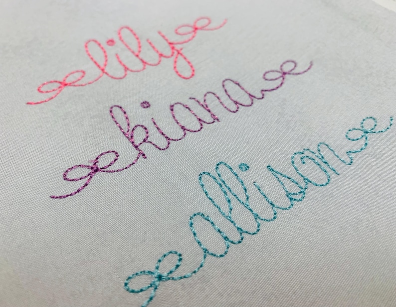 Coquette Bow Embroidery Font: Cursive Bean Stitch, Scalable BX Font 1.0 ...