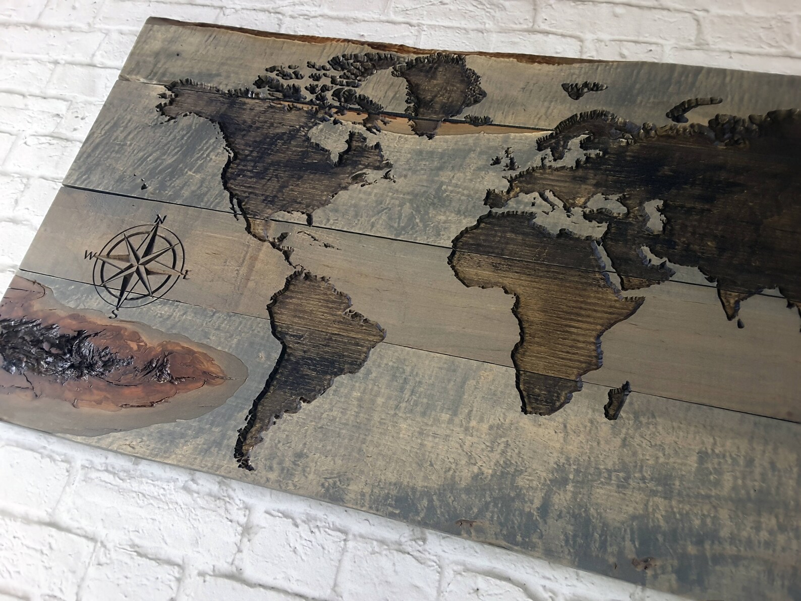 CARVED Wood World Map LIVE EDGE World Map Wall Art Travel | Etsy