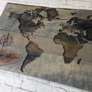 CARVED Wood World Map LIVE EDGE World Map Wall Art Travel | Etsy