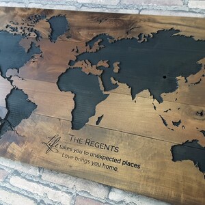 CARVED Wood World Map LIVE EDGE, World Map Wall Art, Travel Décor ...