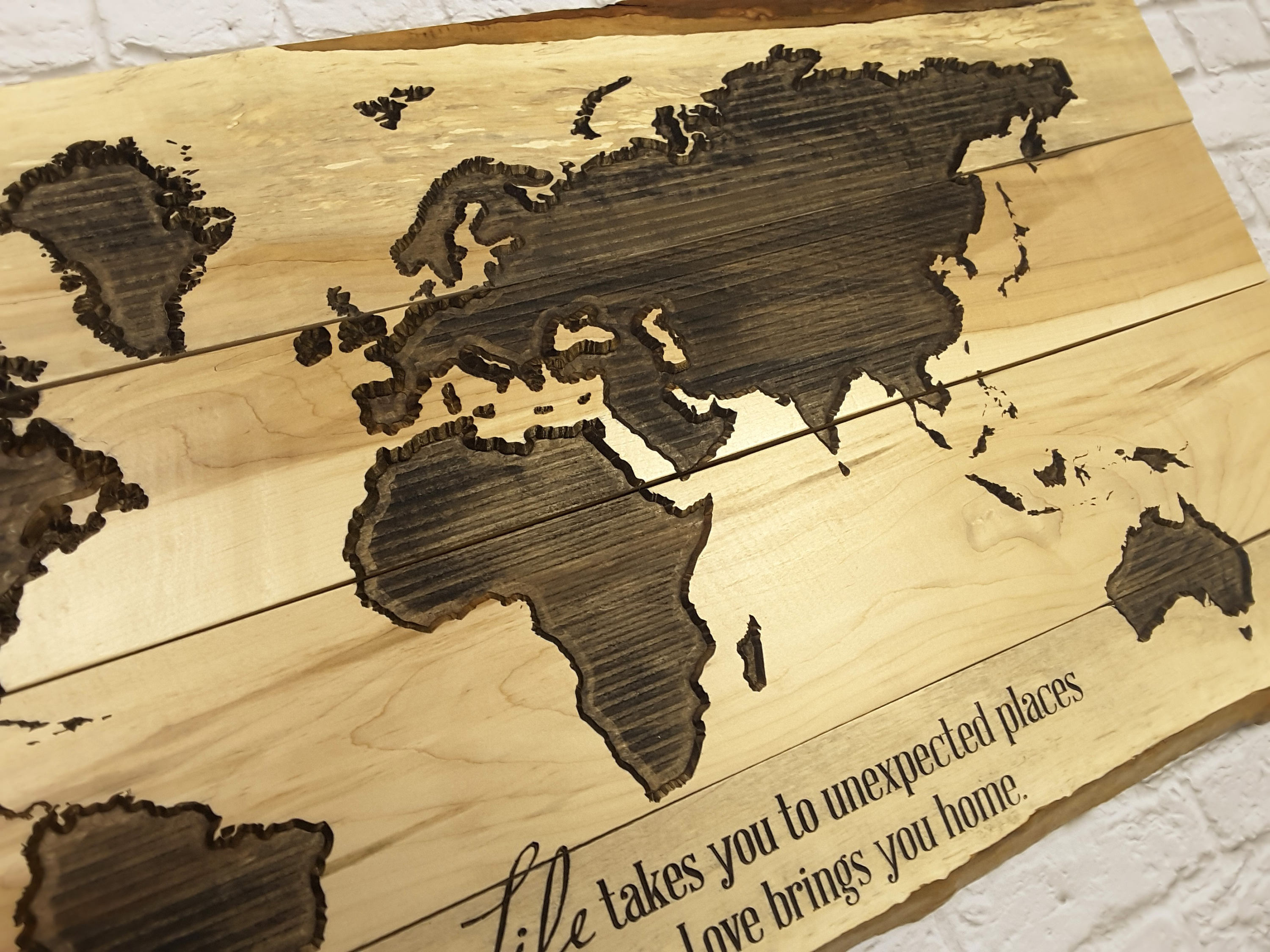CARVED Wood World Map LIVE EDGE World Map Wall Art Travel - Etsy