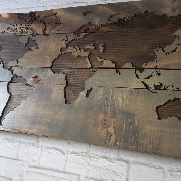 Wood World Map - Etsy