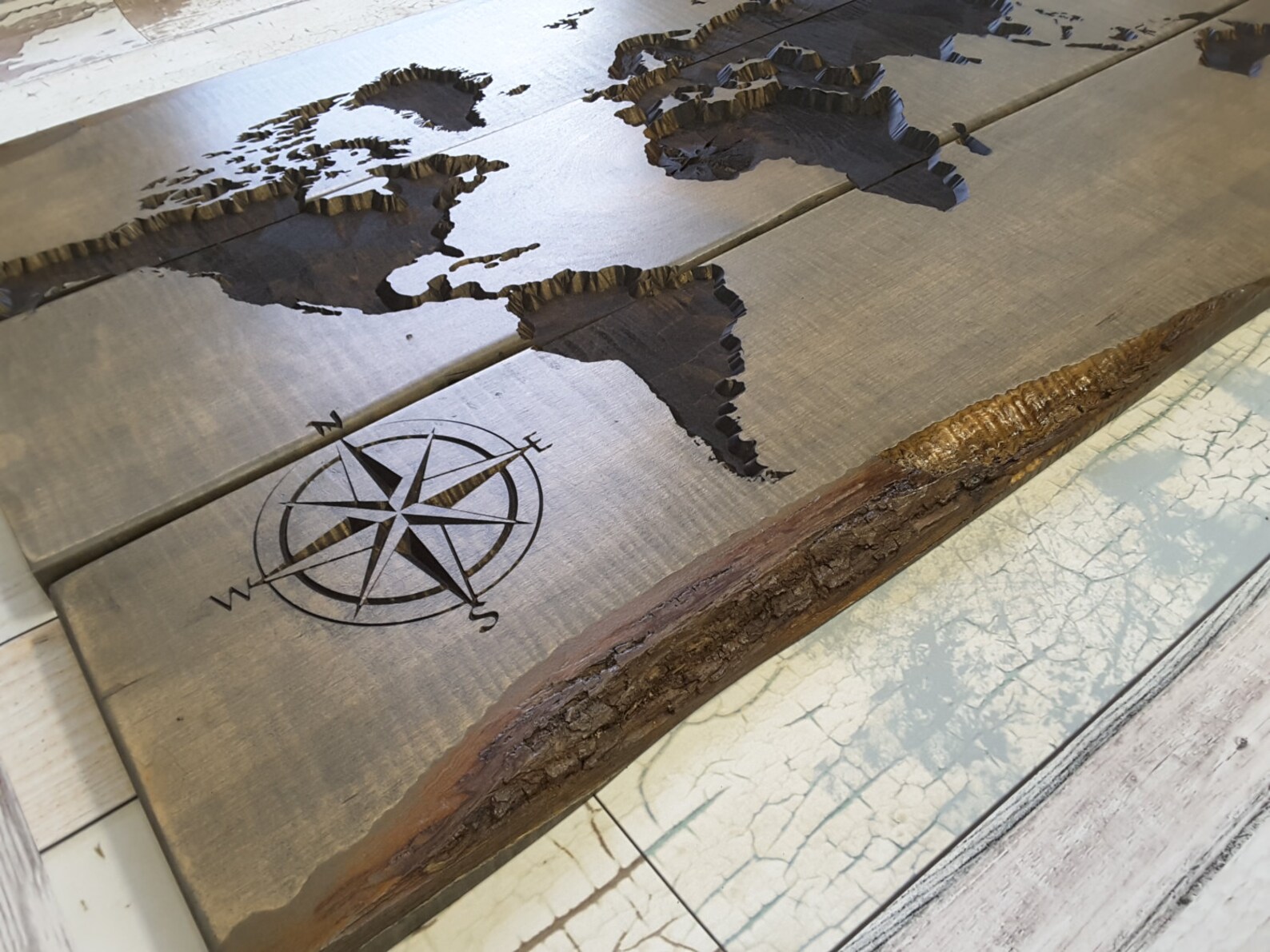 CARVED Wood World Map LIVE EDGE World Map Wall Art Travel - Etsy