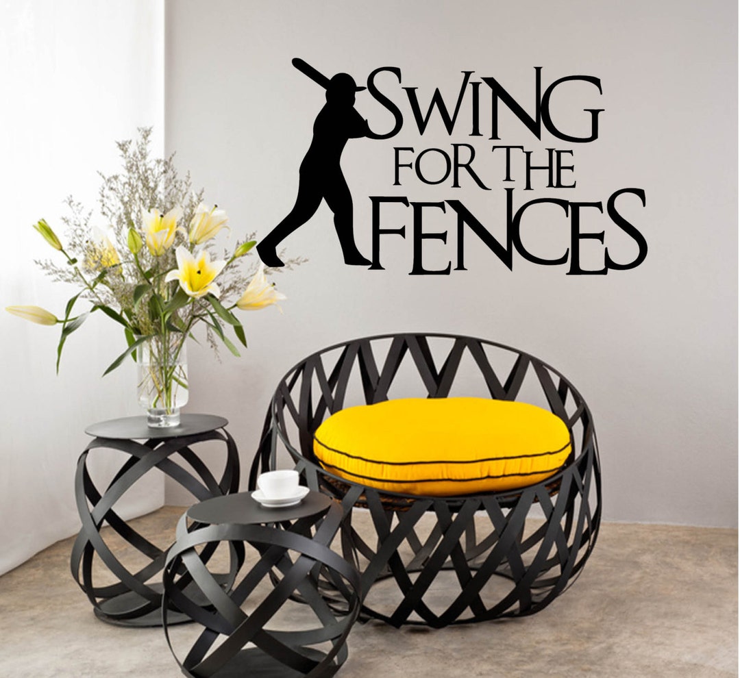 Baseball Wall Decal, Baseball Vinyl Decals swing for the Fences Boys ...