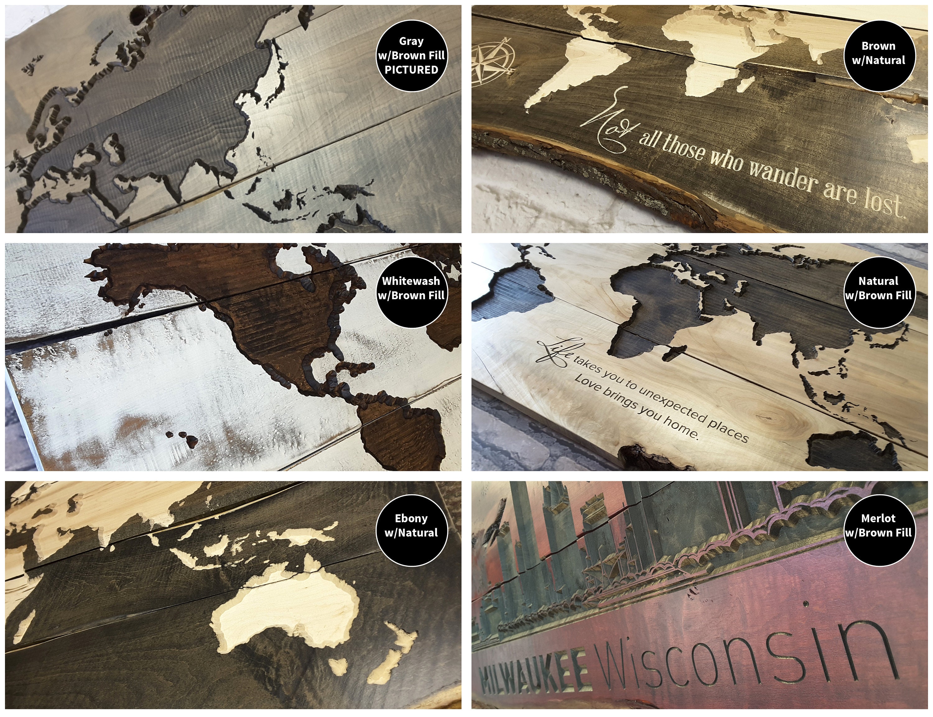 CARVED Wood World Map LIVE EDGE World Map Wall Art Travel - Etsy