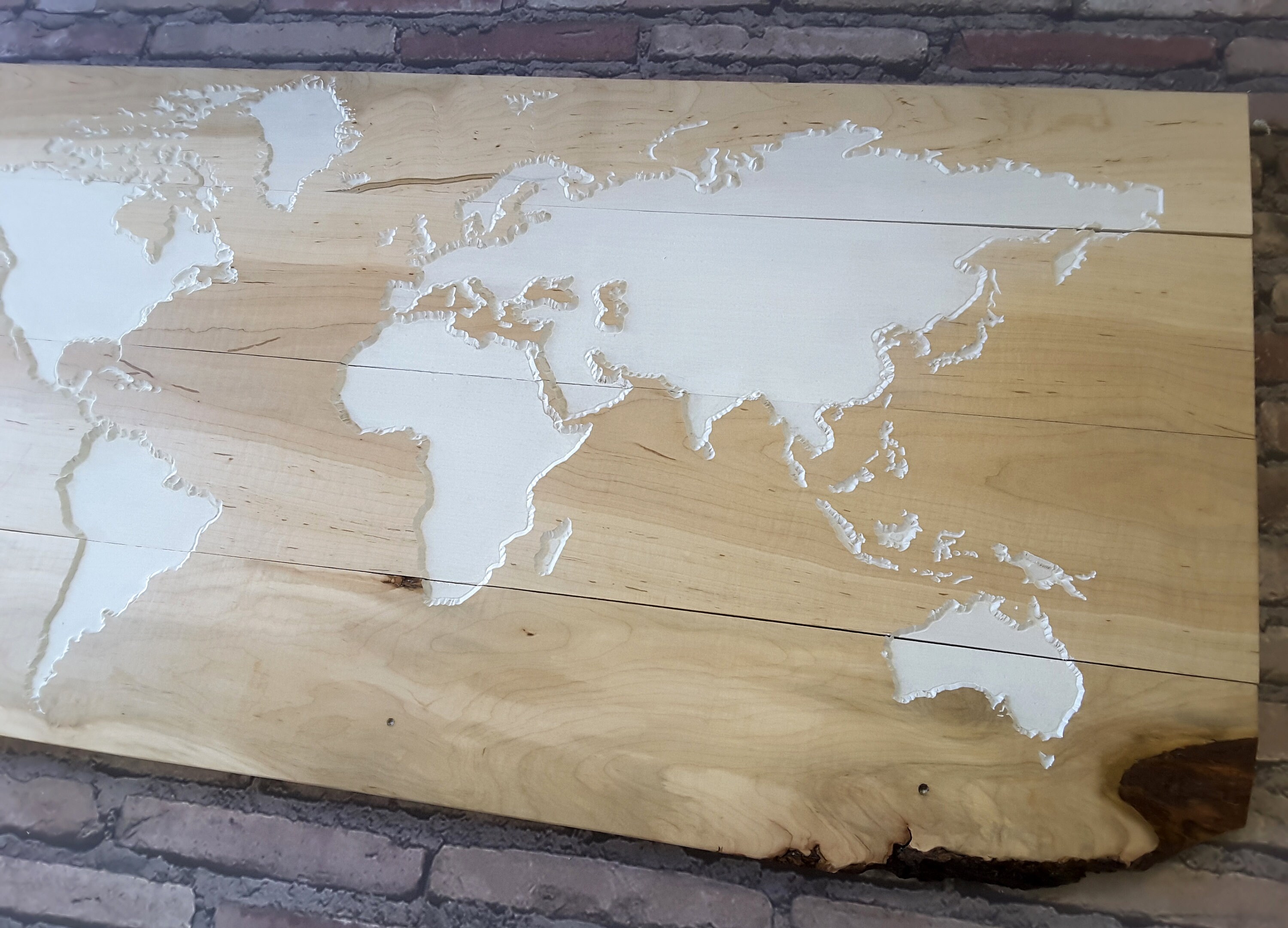 CARVED Wood World Map LIVE EDGE World Map Wall Art Travel - Etsy