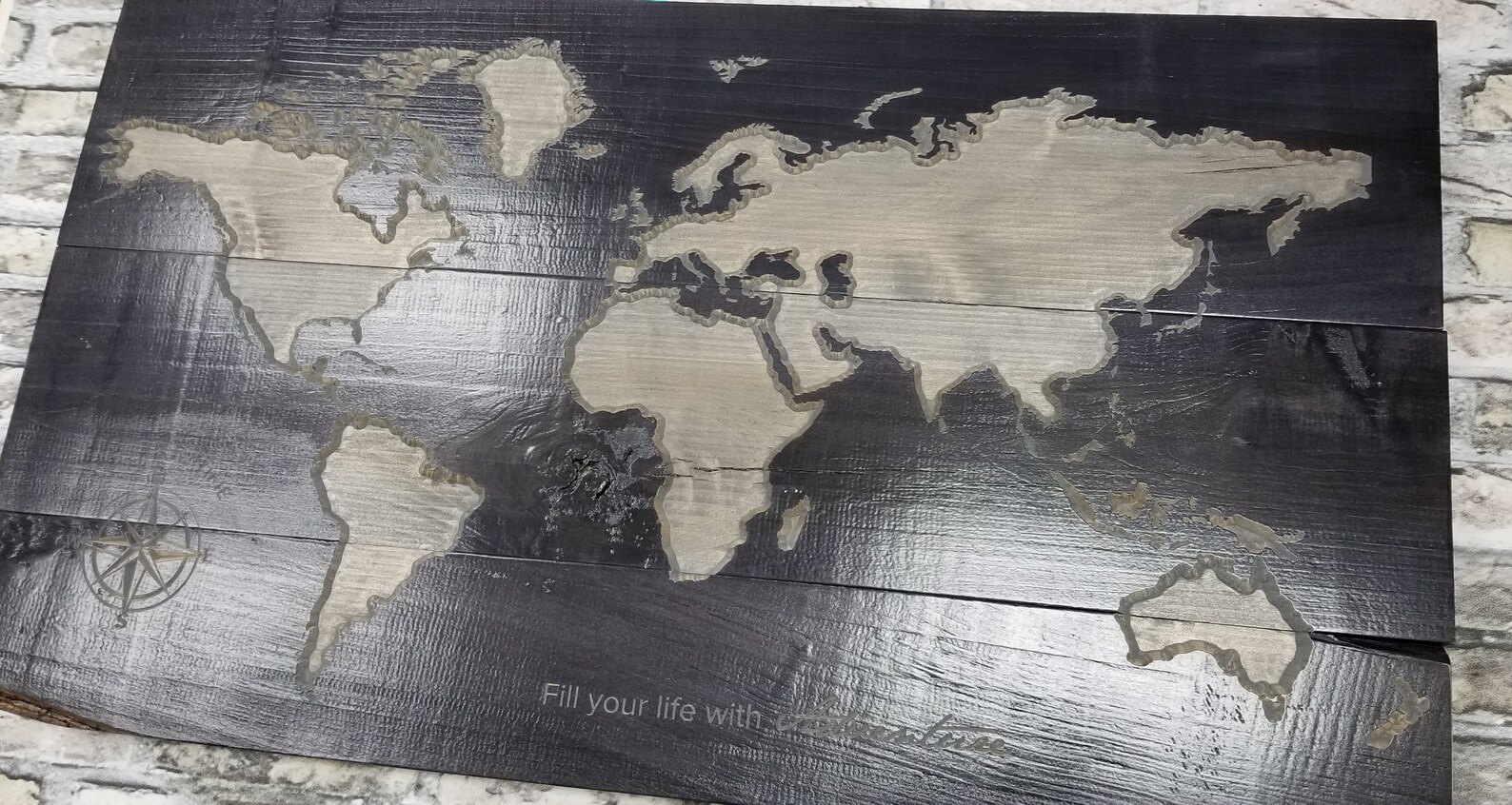 CARVED Wood World Map LIVE EDGE World Map Wall Art Travel - Etsy