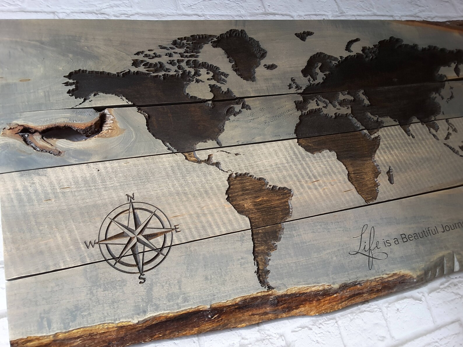 CARVED Wood World Map LIVE EDGE World Map Wall Art Travel | Etsy