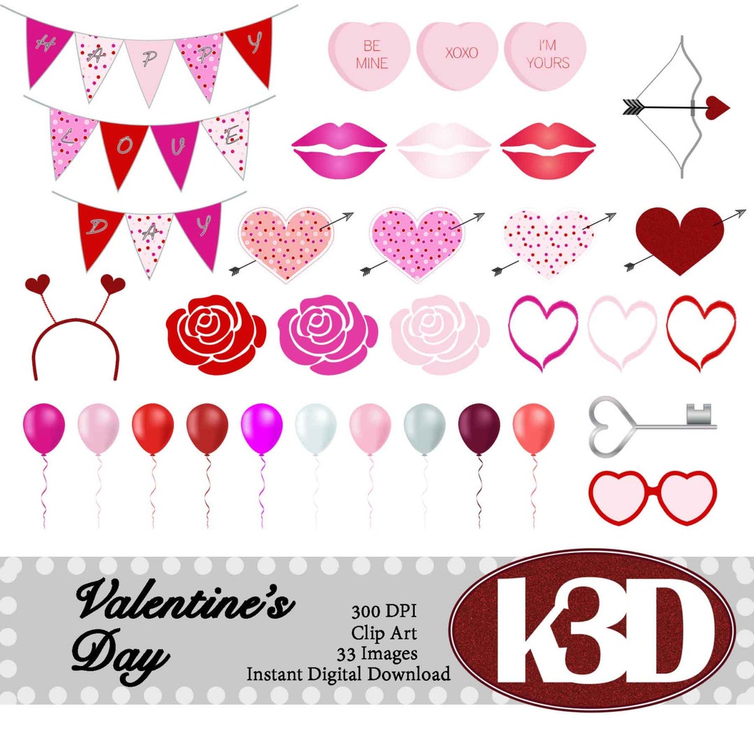 Valentines Day Clip Art Clipart Instant Digital Download. Hearts ...