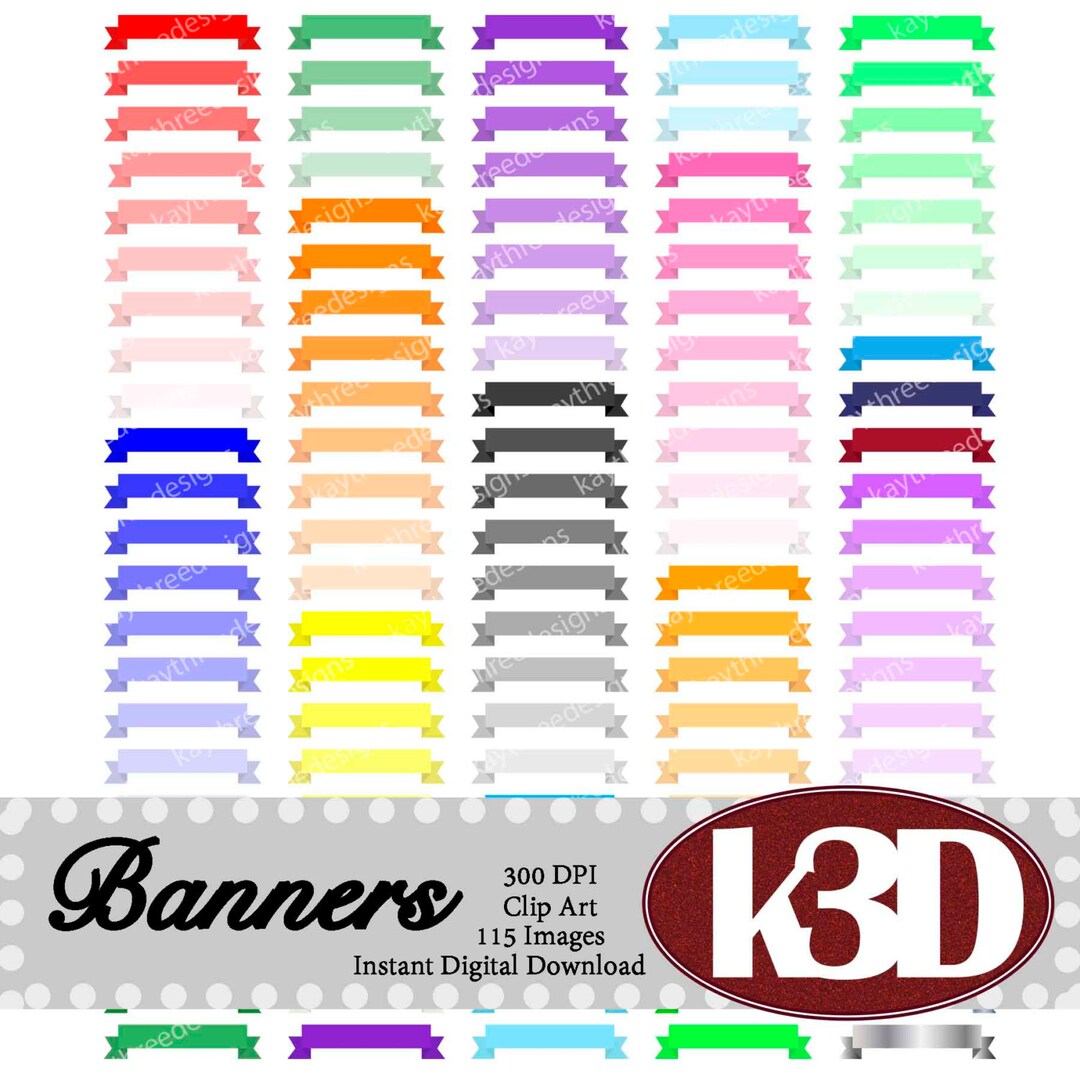 Digital Banners, Ribbon Banners Clipart Clip Art Instant Digital ...