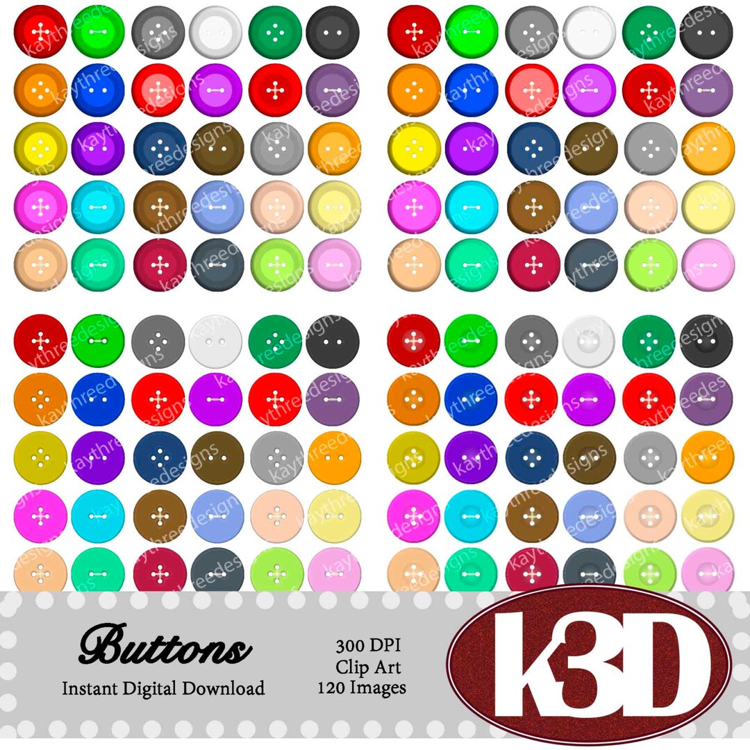 Buttons Clipart Clip Art Instant Digital Download. 120 Digital Images ...