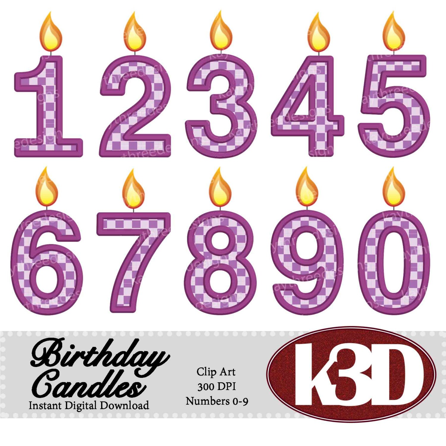 Purple Birthday Candle Clip Art