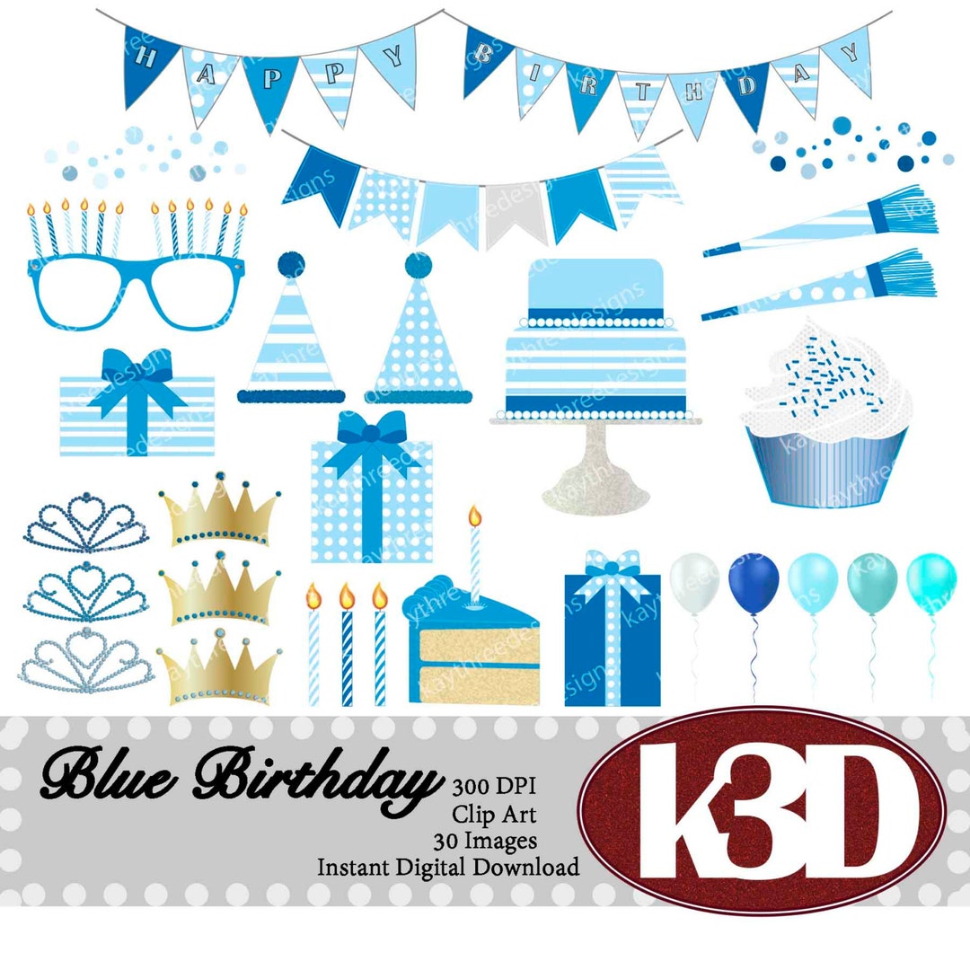 Happy Birthday, Blue, Boy, Cake, Cupcake Balloon, Bunting, Clipart Clip ...