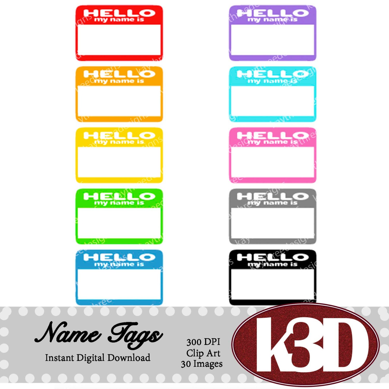 Name Tags Hello my name is Name Tags Rainbow | Etsy