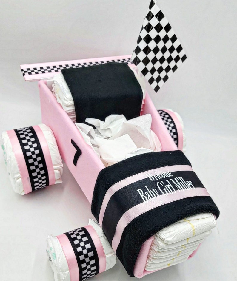 Racing Fans - Race Car Diaper Cake - Diaper Cake - Baby Shower Gift ...