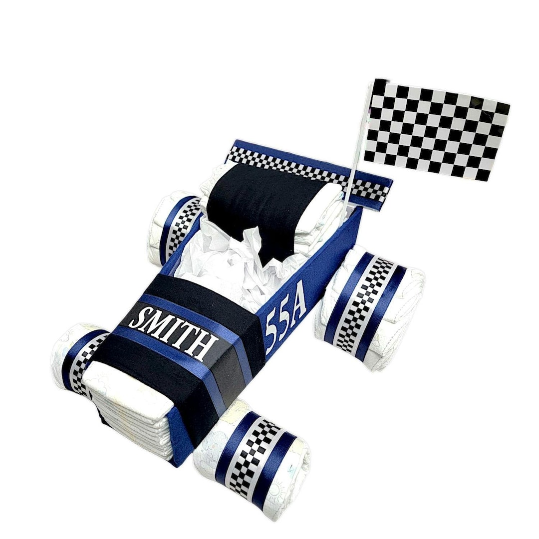 Race Car Diaper Cake - Diaper Cake - Car Diaper Cake - Baby Shower ...