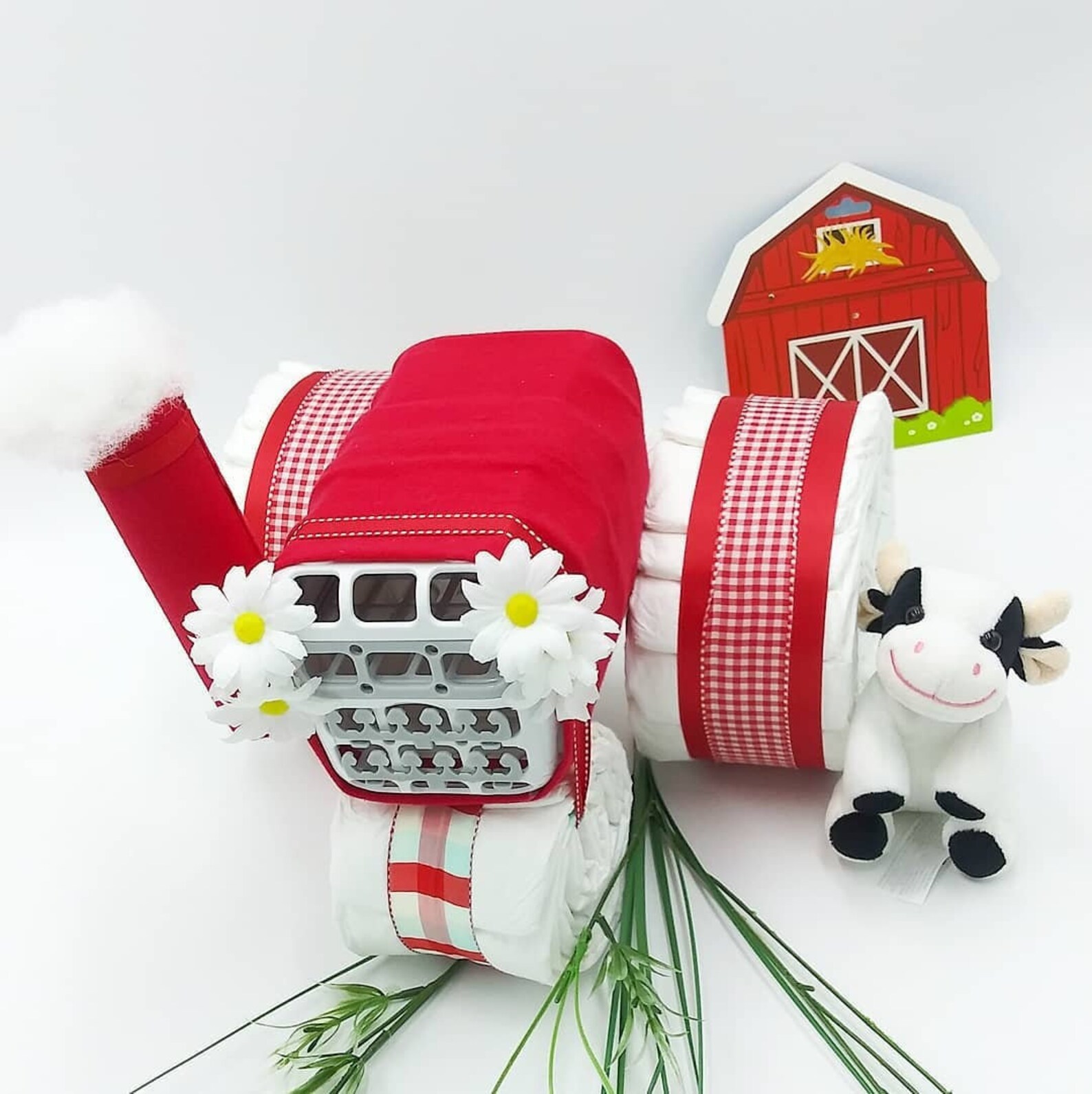 Farmer's Diaper Cake - Farm Tractor Diaper Cake - Country Baby Shower ...