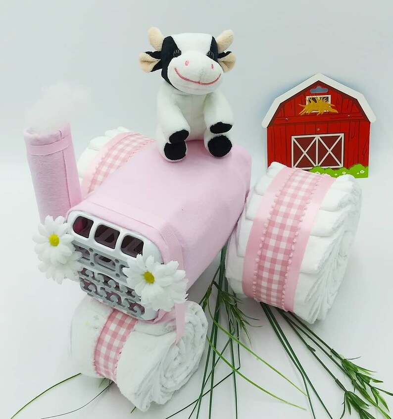 Tractor Diaper Cake - Country Baby Shower Decorations - Farm ...