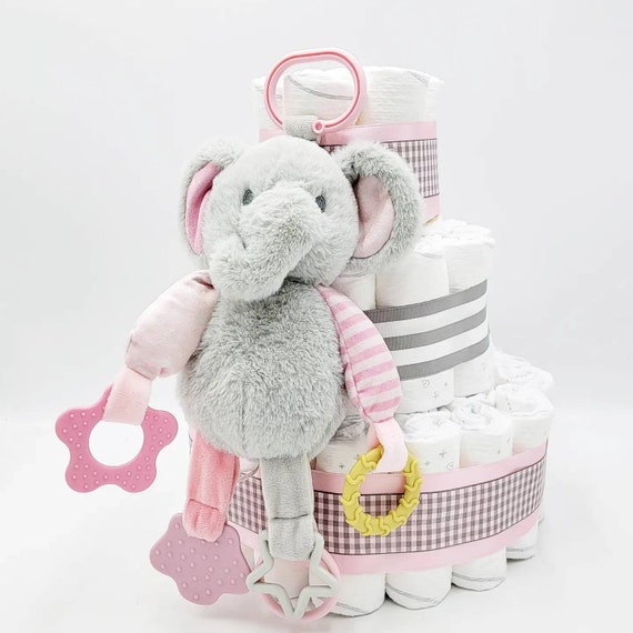 Elephant Diaper Cake Pink Elephant Baby Gift - Etsy