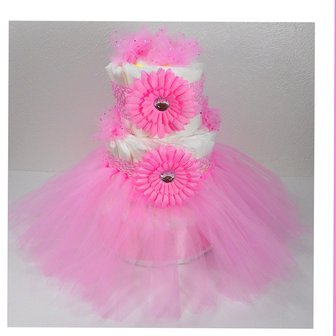 Pink Tutu Diaper Cake Princess Diaper Cake Girl Diaper Cake Baby Shower ...