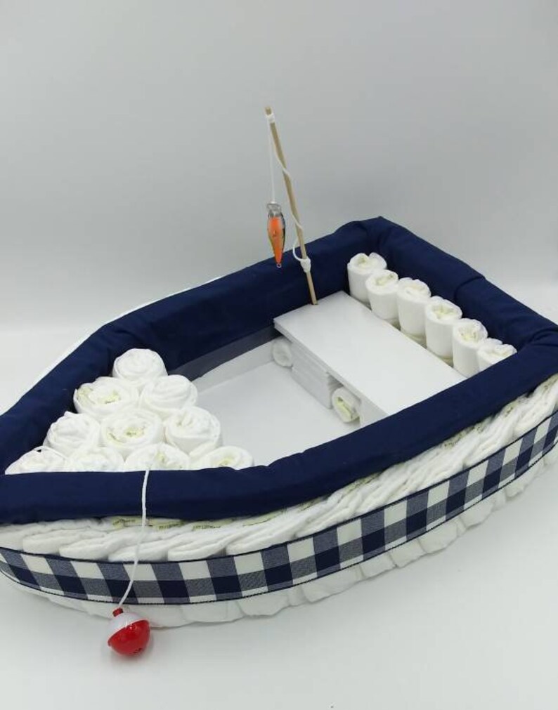 Boat Diaper Cake Nautical Baby Shower Fishing Boat Diaper | Etsy