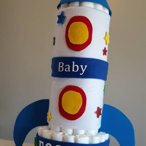 Rocket Ship Diaper Cake - Space Diaper Cake - Space Baby Shower Theme ...