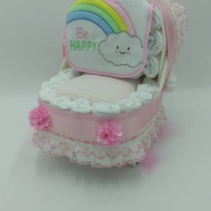 Baby Carriage Diaper Cake - Carriage Diaper Cake - Girl Diaper Cake ...