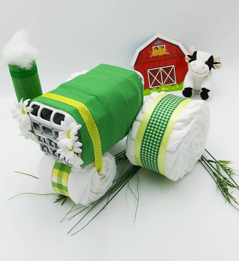 Farmer's Diaper Cake - Farm Tractor Diaper Cake - Country Baby Shower ...