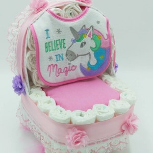 Baby Carriage Diaper Cake - Carriage Diaper Cake - Girl Diaper Cake ...