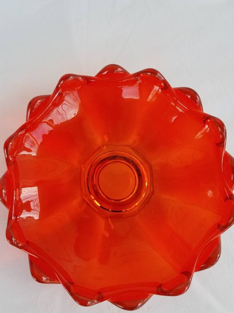 Vintage 1970's Orange Glass Candy Dish - Etsy