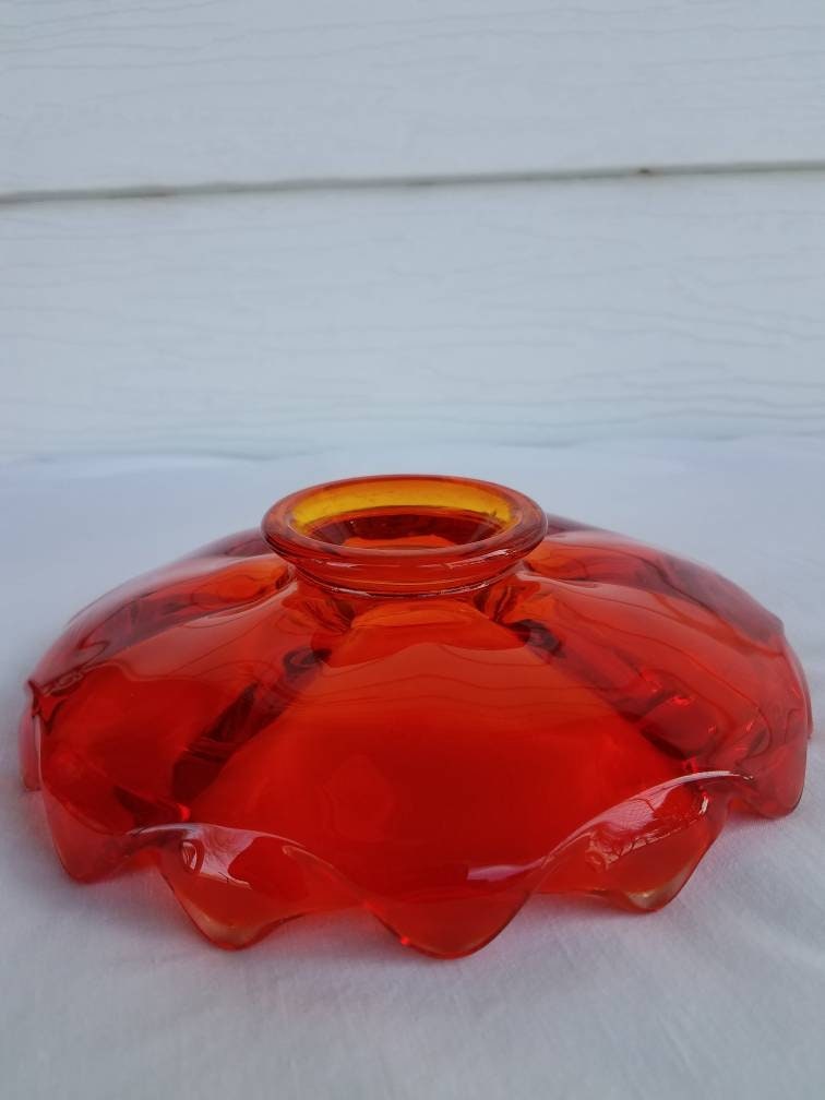 Vintage 1970's Orange Glass Candy Dish - Etsy