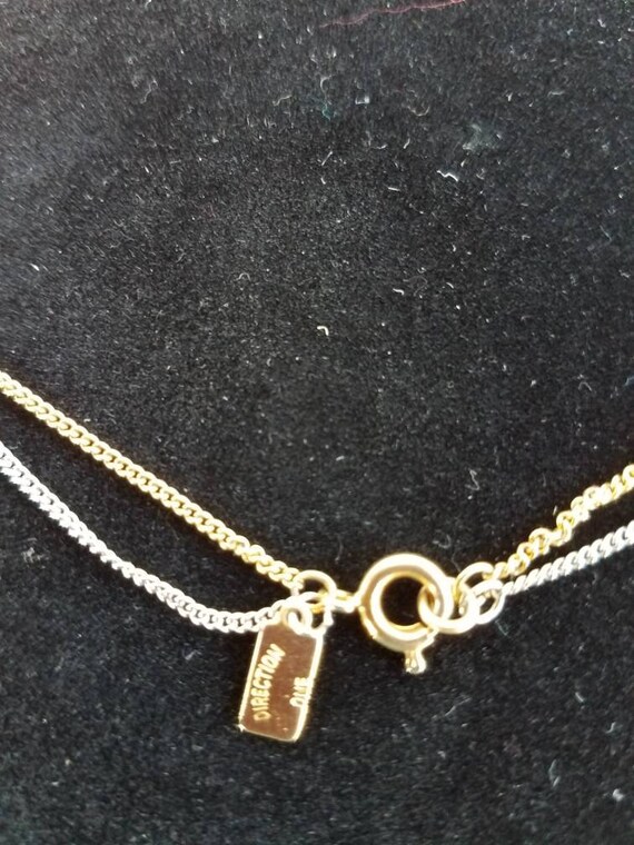 Vintage Reticulated Gold and Silver Owl Necklace - Gem