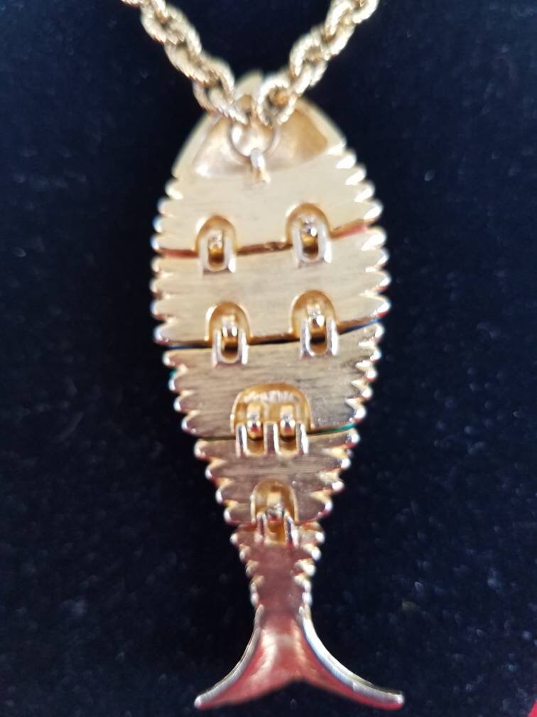 Vintage Reticulated Gold Toned Metal Fish With Colored Bars - Etsy