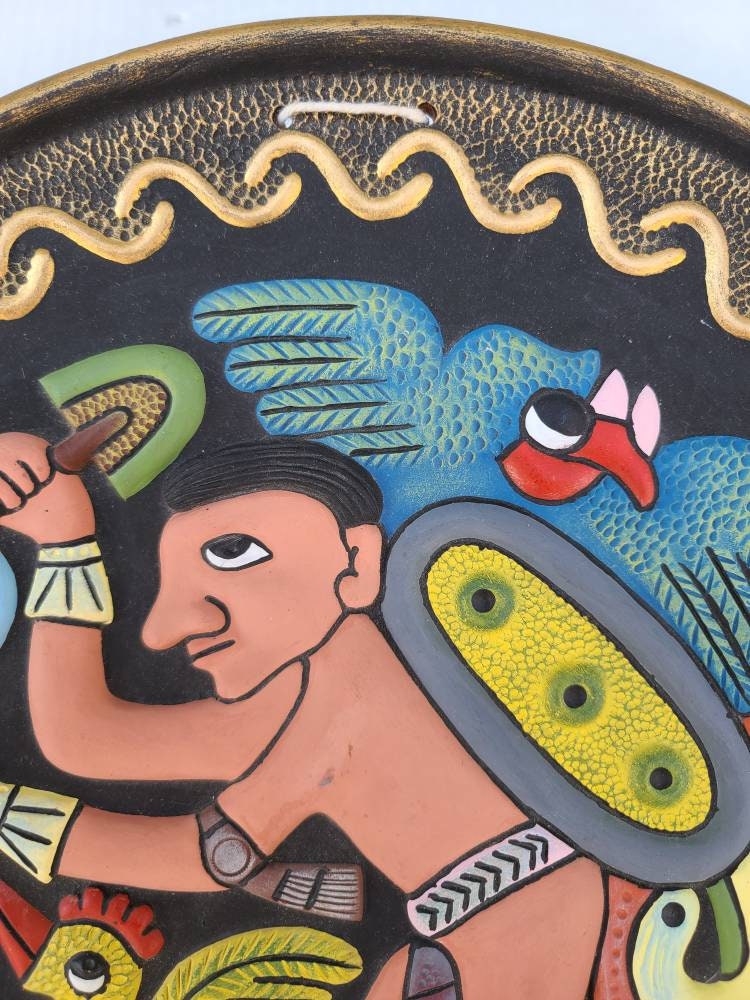 Vintage Mayan/aztec 14 Inch Salvador Central America Decorative Plate ...