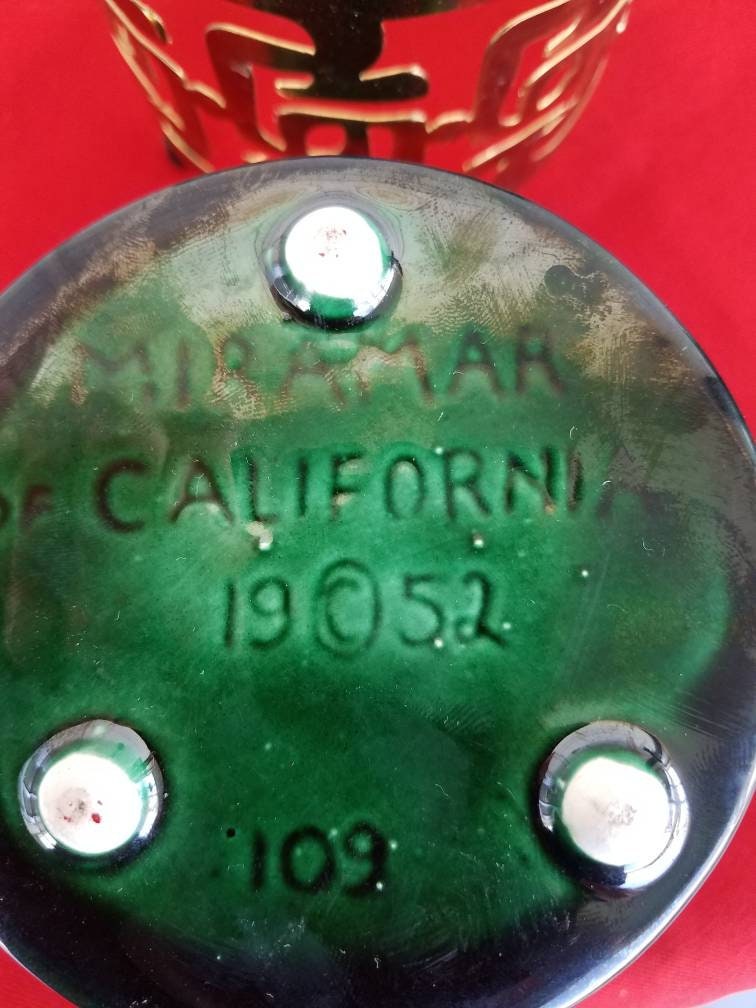 Signed Vintage Green Footed Planter by Miramar of California 1952 # 109 ...