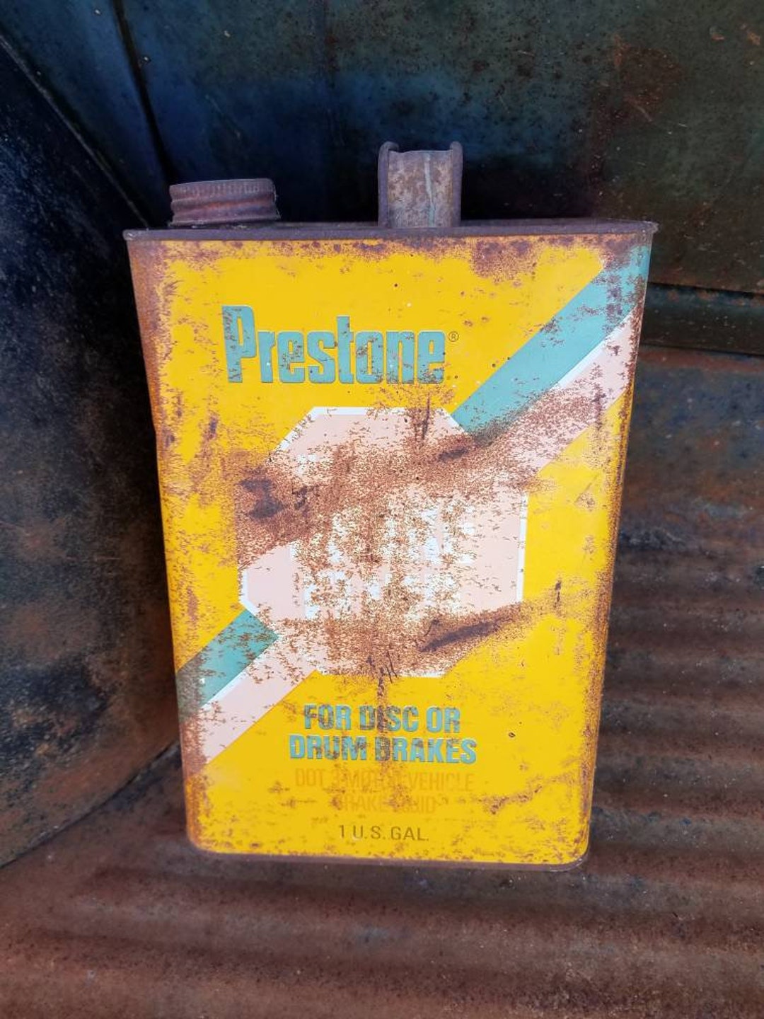 1960's Rusty Prestone Brake Fluid Square Can - Etsy