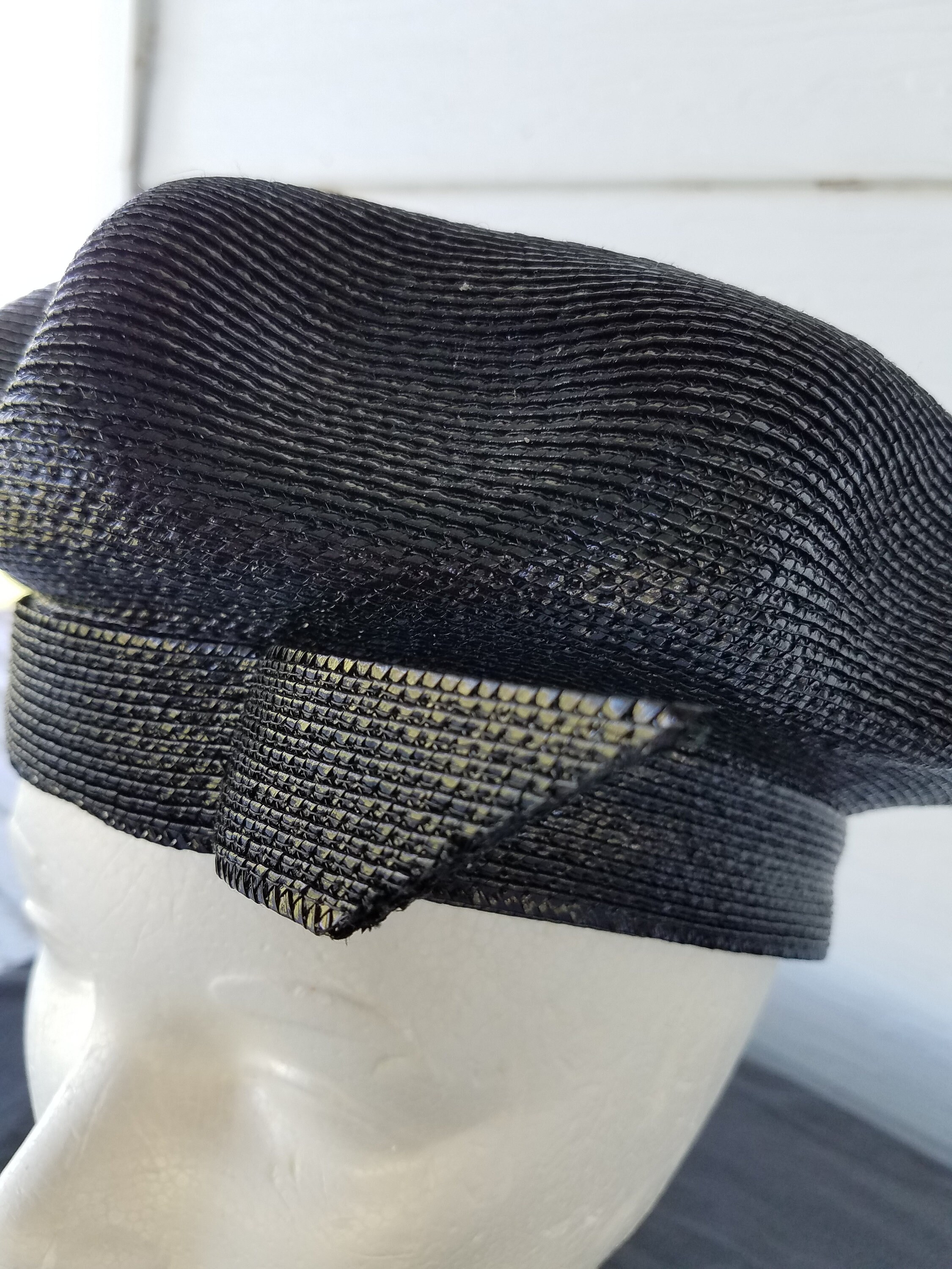 Vintage Frank Olive Shiny Black Straw Beret With Jaunty Trim - Etsy